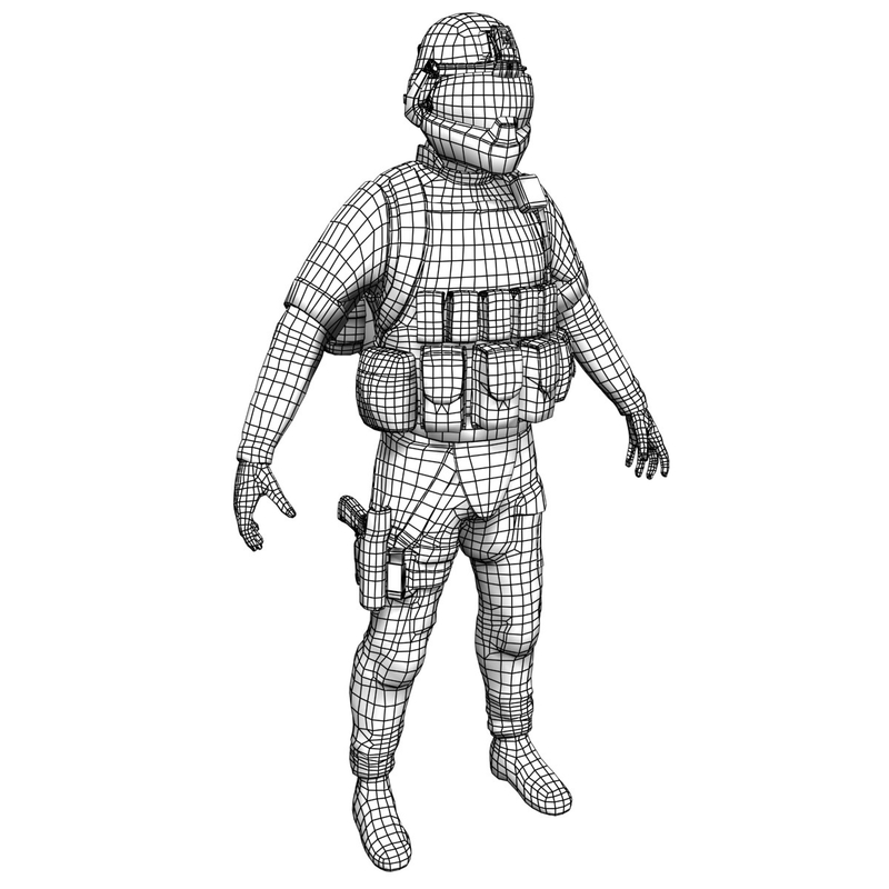 modern soldier 3d model