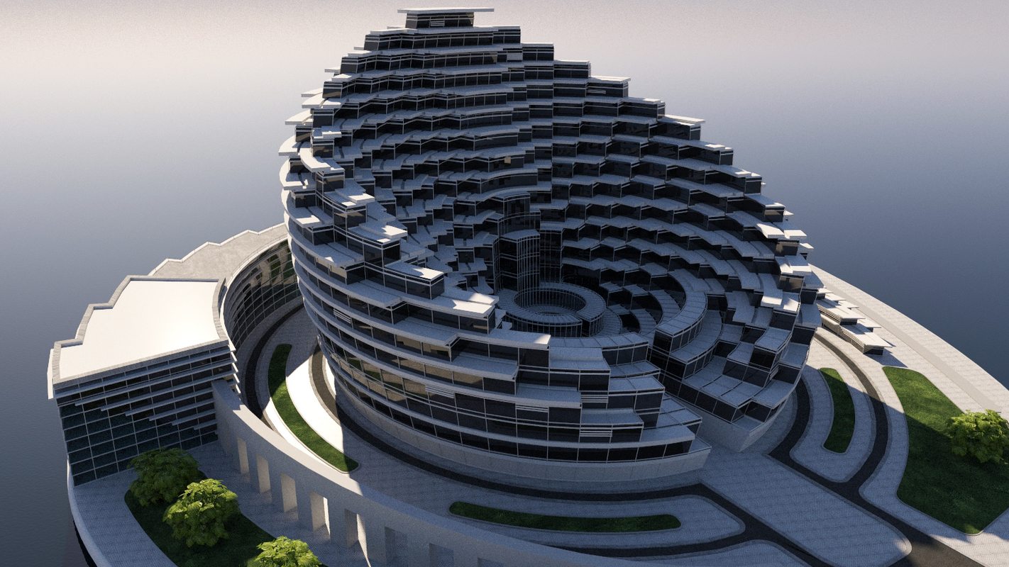 3d futuristic office building 2 model