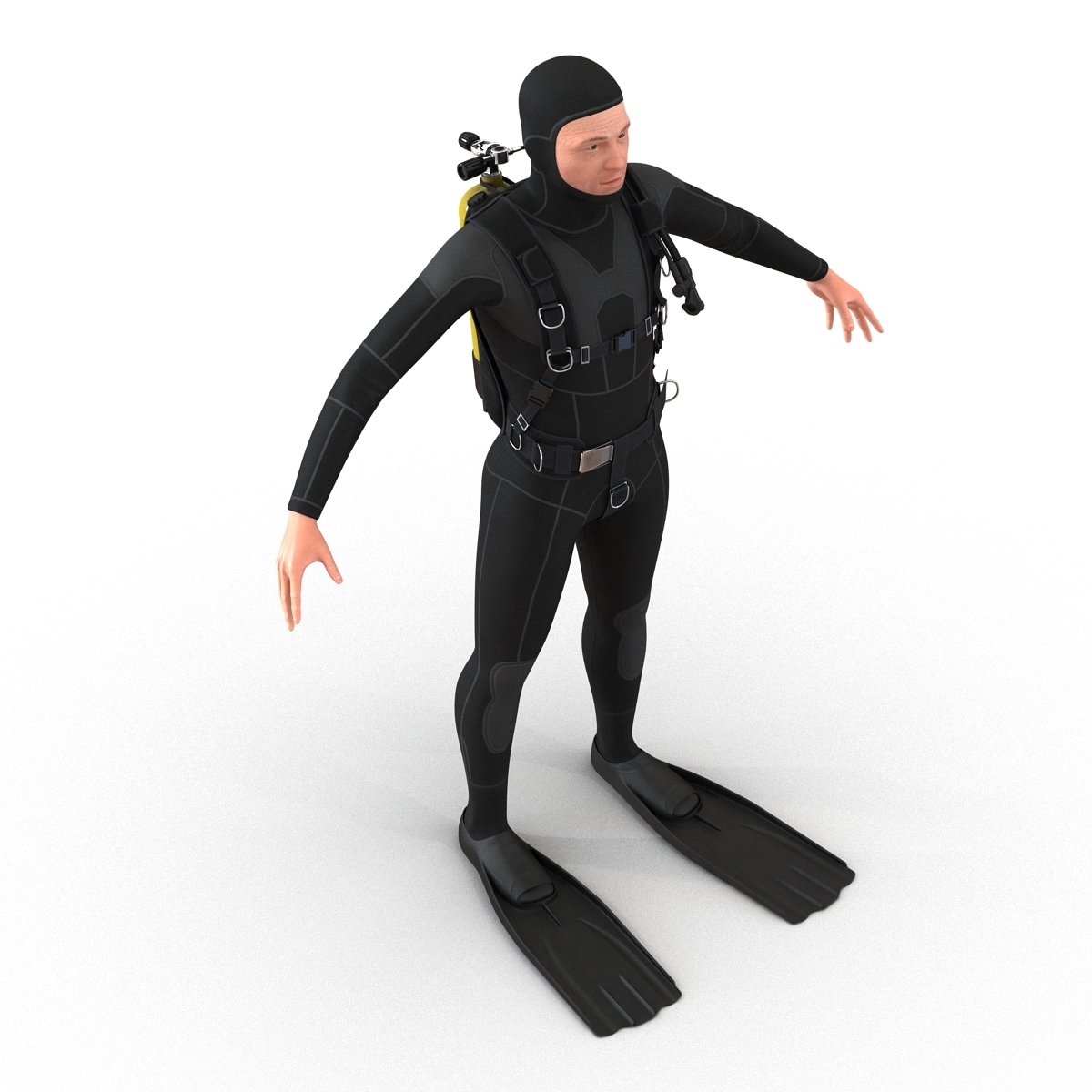 diver rigged 3d model