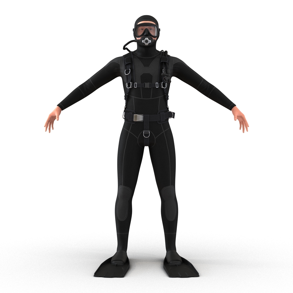 diver dive rigged 3d c4d