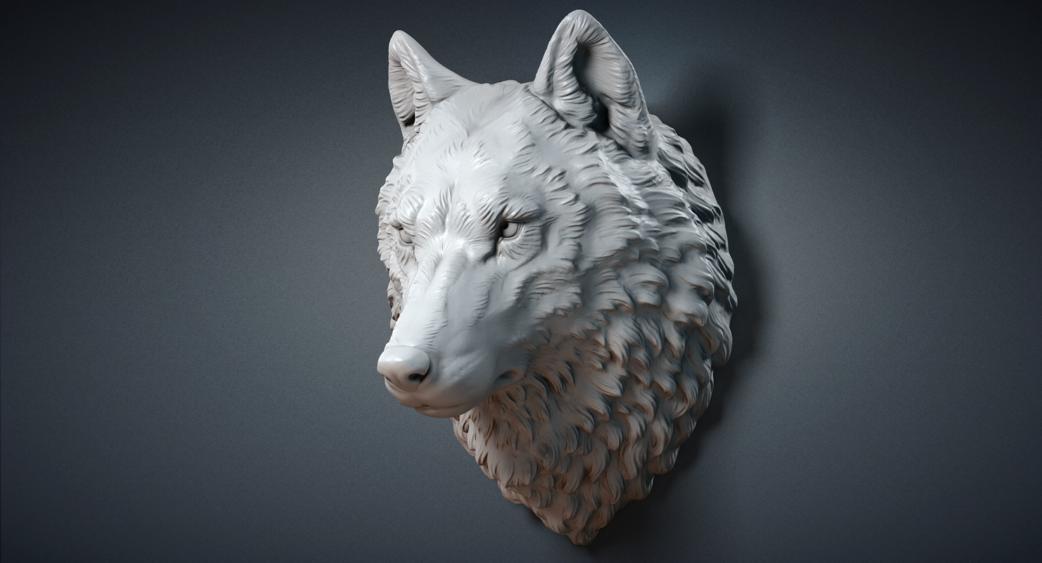 max wolf head sculpture