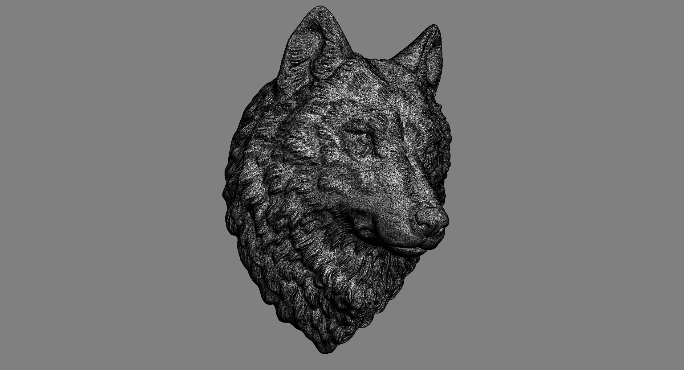 max wolf head sculpture