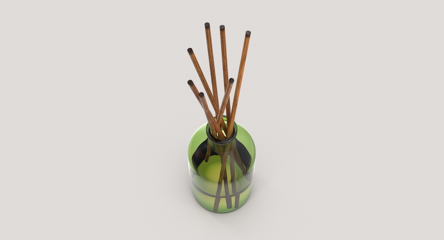 3d model oil aroma sticks green glass