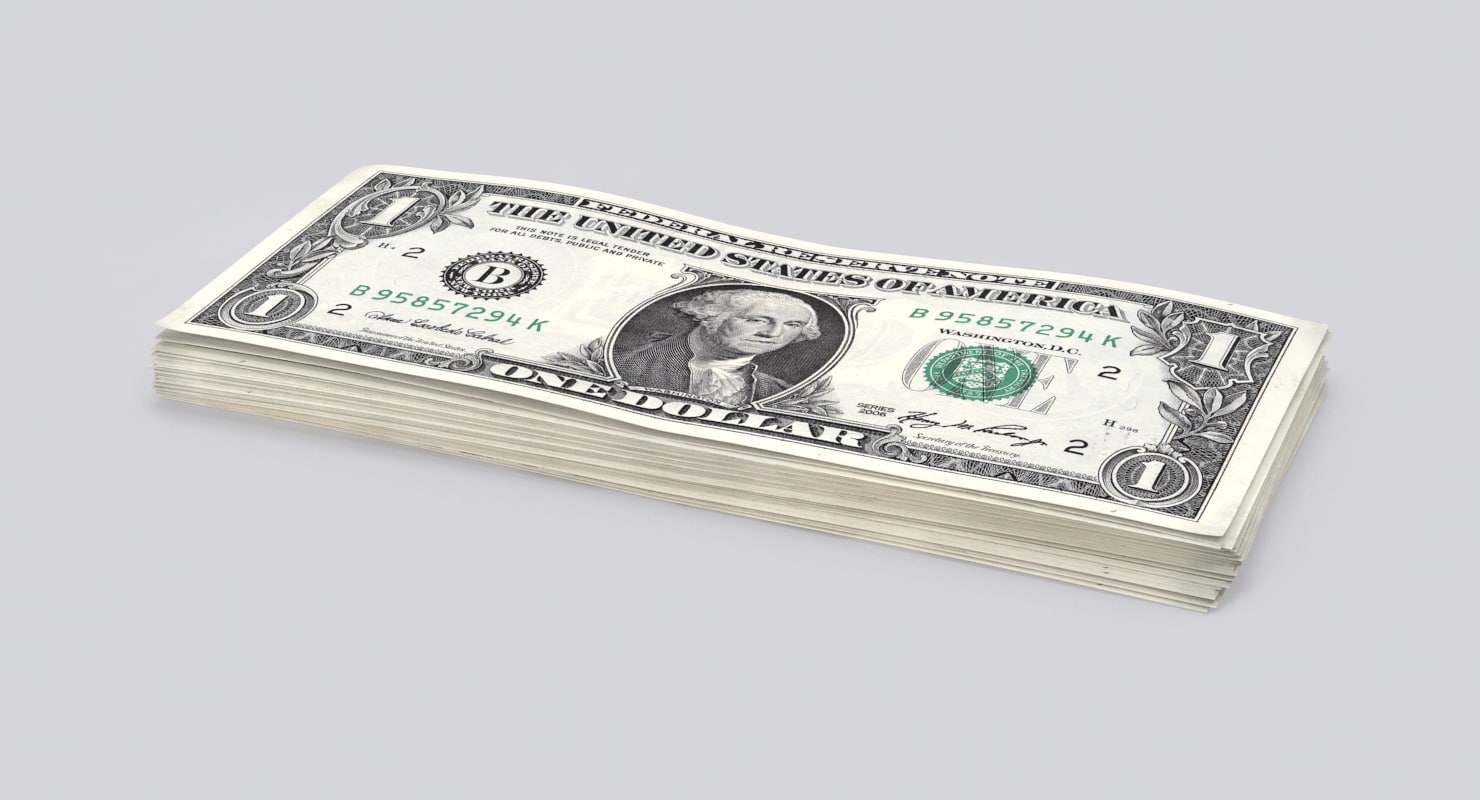 1 dollar bill stack 3d max