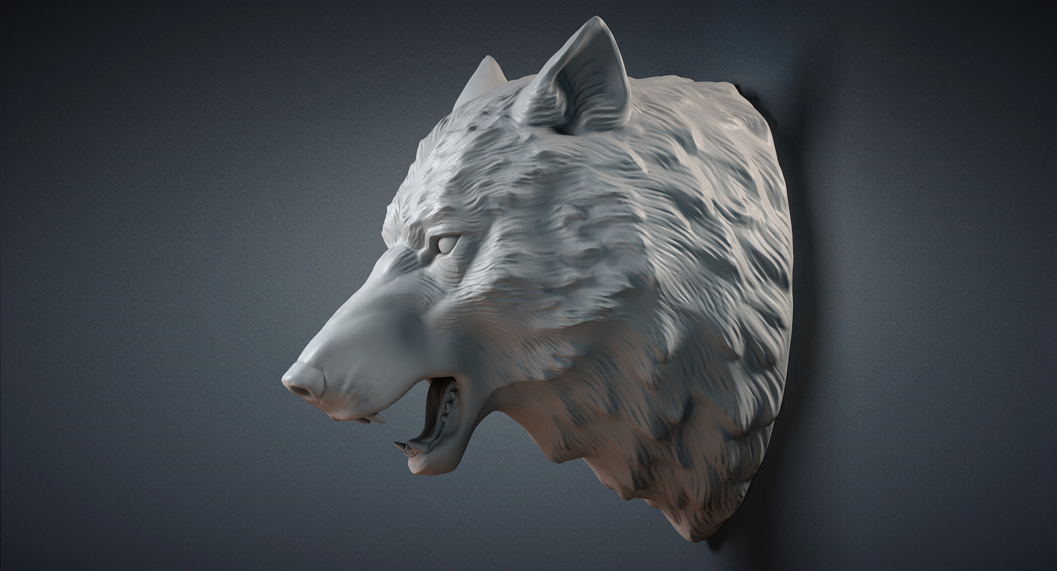 max wolf head sculpture