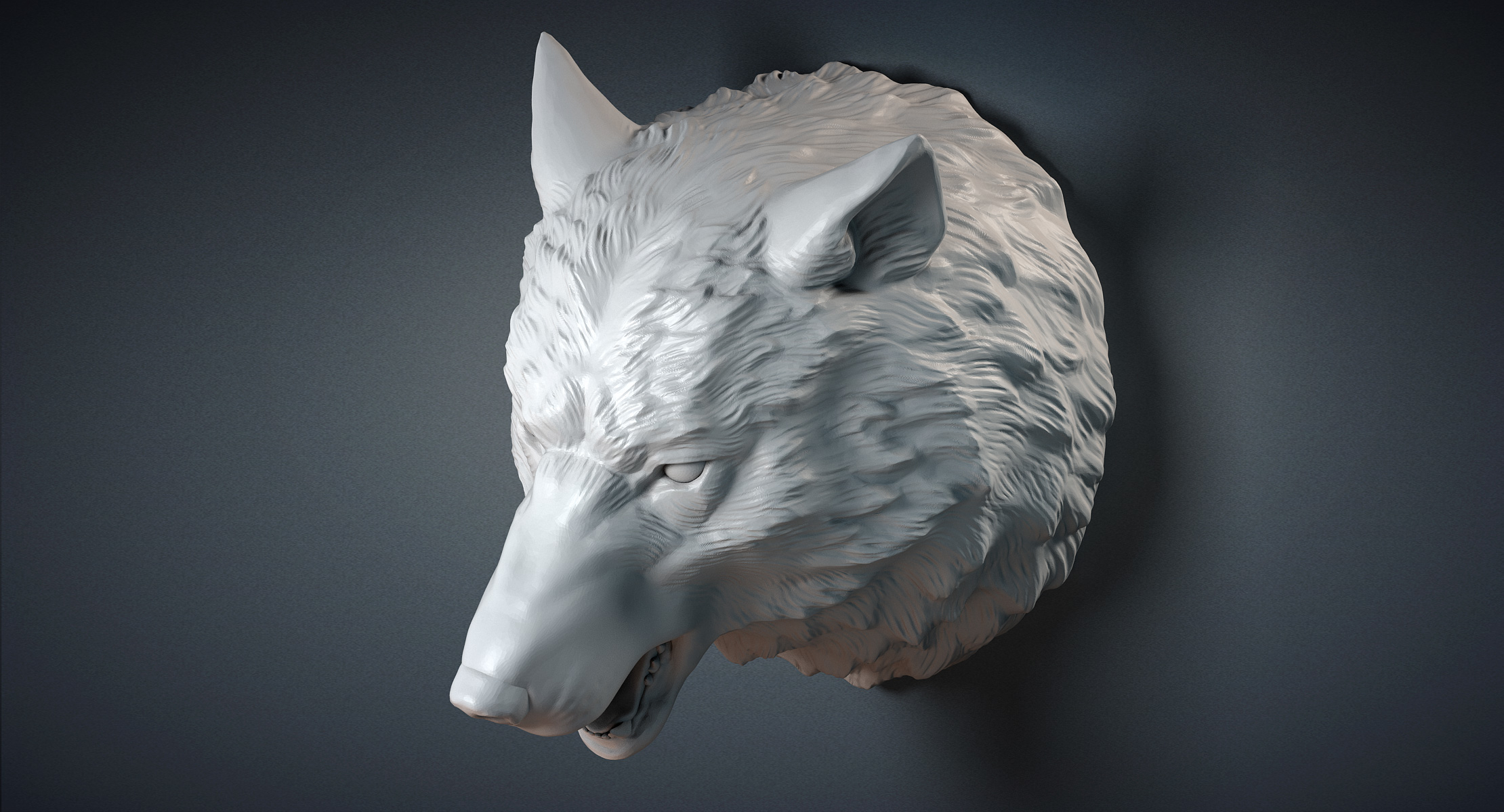 max wolf head sculpture