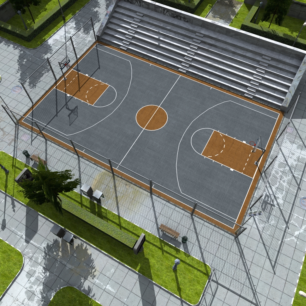 outdoor basketball arena 3d model