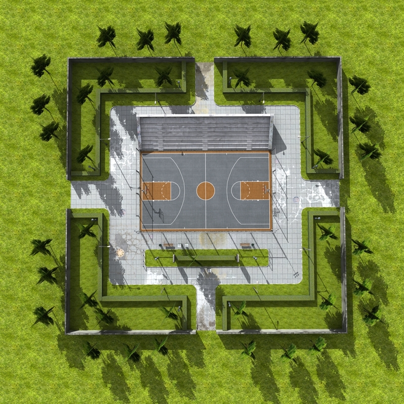 outdoor basketball arena 3d model
