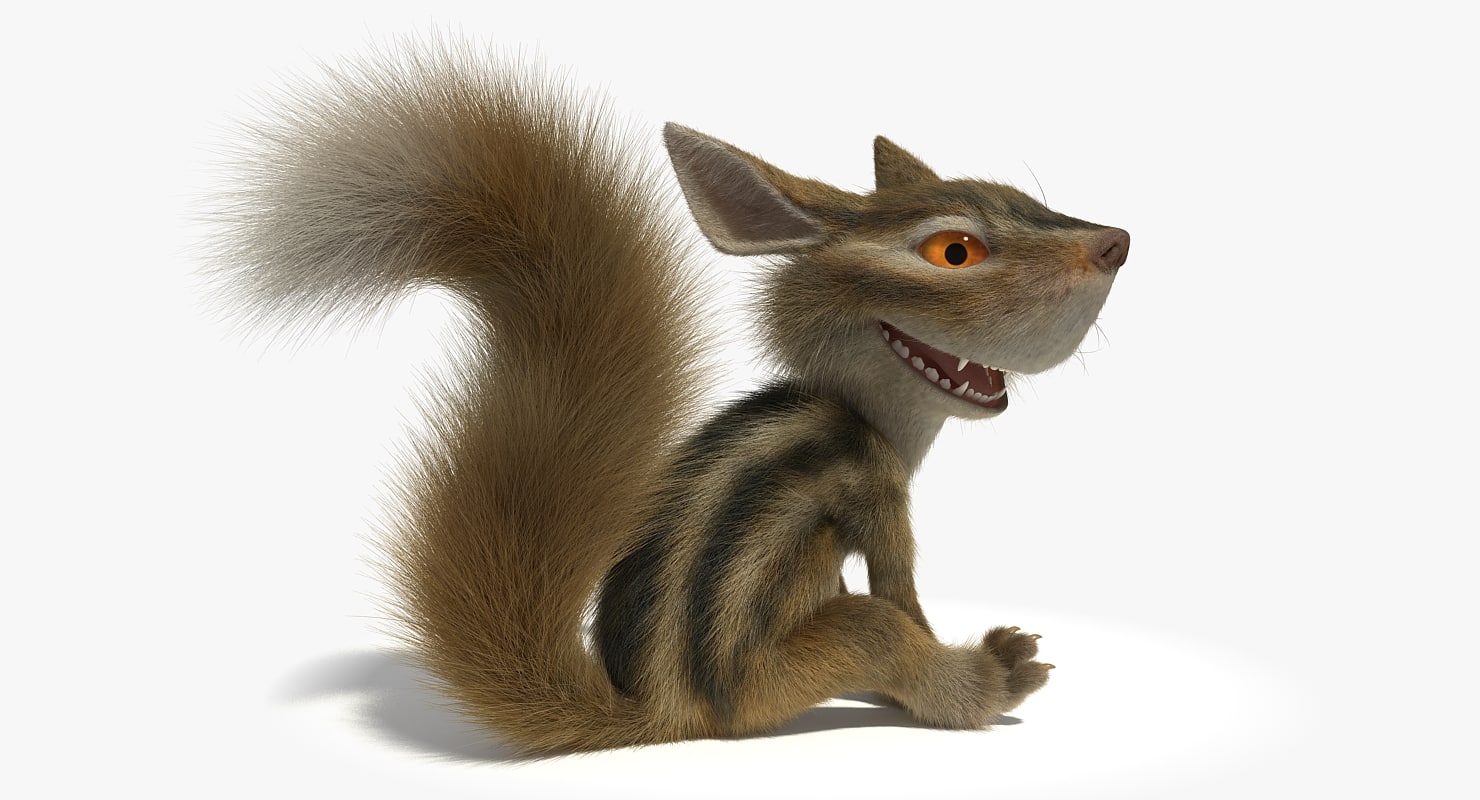 chipmunk character rigged fur 3d max
