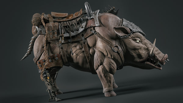 3d cybernetic boar