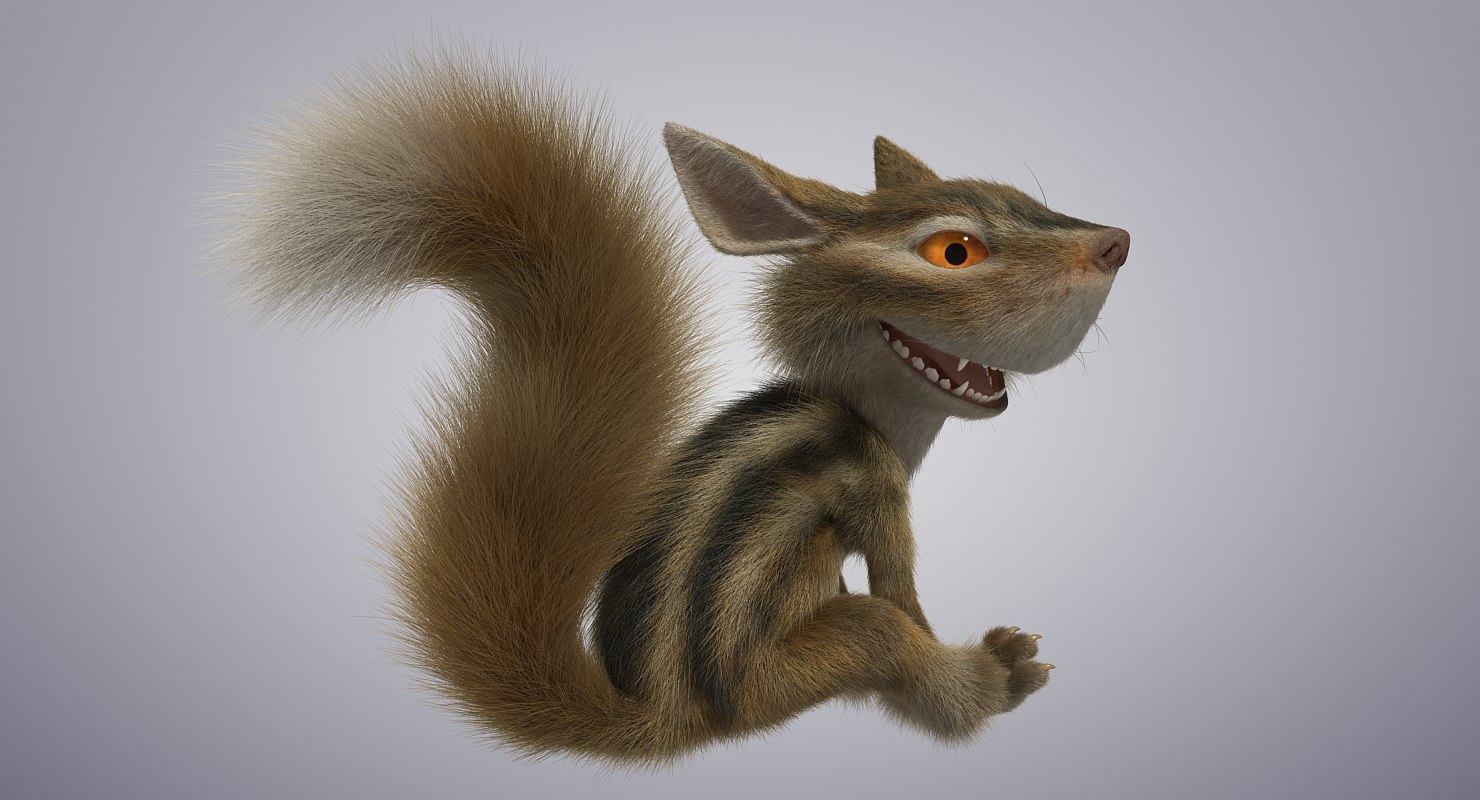 chipmunk character rigged fur 3d max