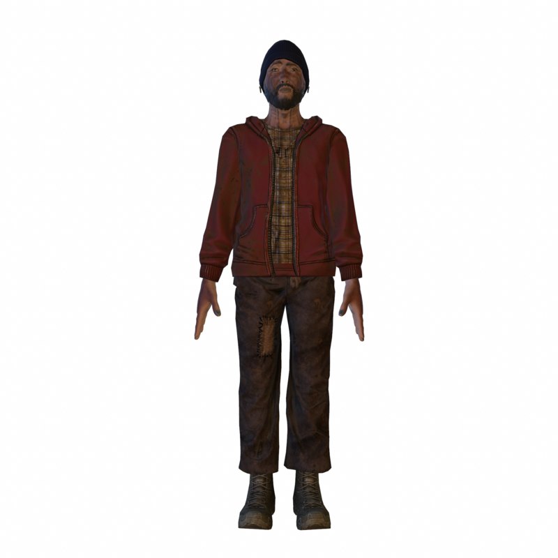 homeless hobo man 3d model