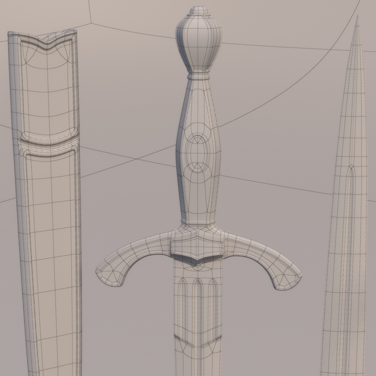 photorealistic decorated dagger sheath obj