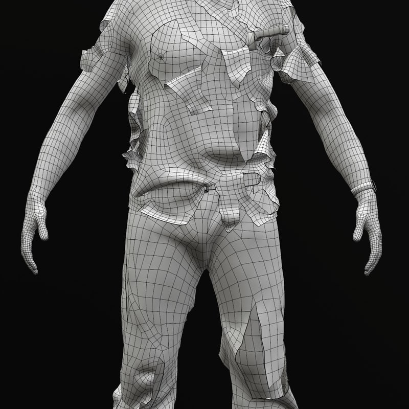 burned zombie 3d model