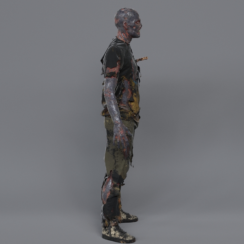 burned zombie 3d model