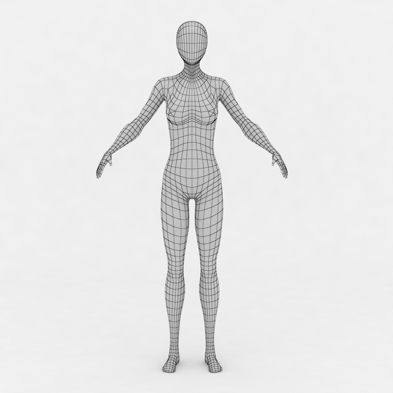 3d female body base mesh model