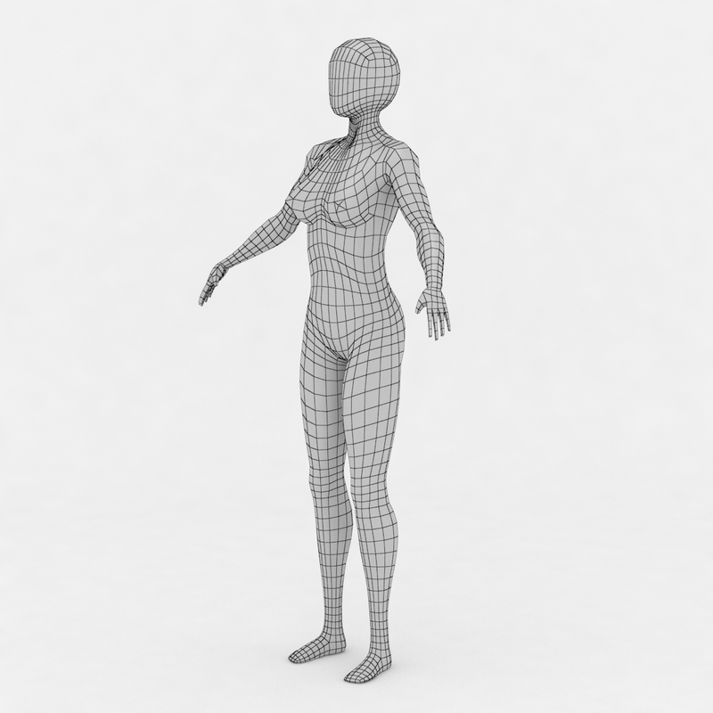 3d female body base mesh model