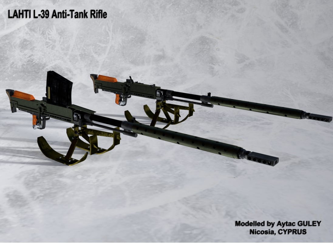 3d obj lahti l-39 anti-tank rifle gun