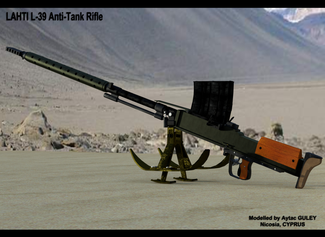3d obj lahti l-39 anti-tank rifle gun