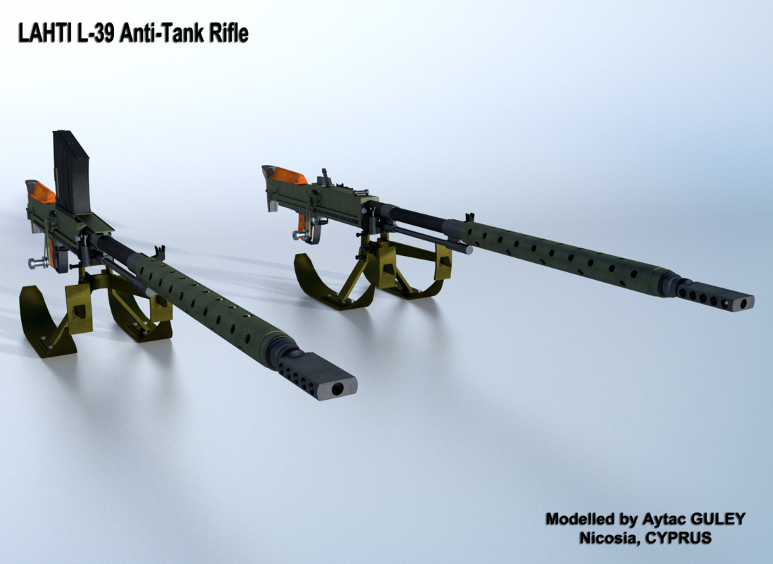 3d obj lahti l-39 anti-tank rifle gun