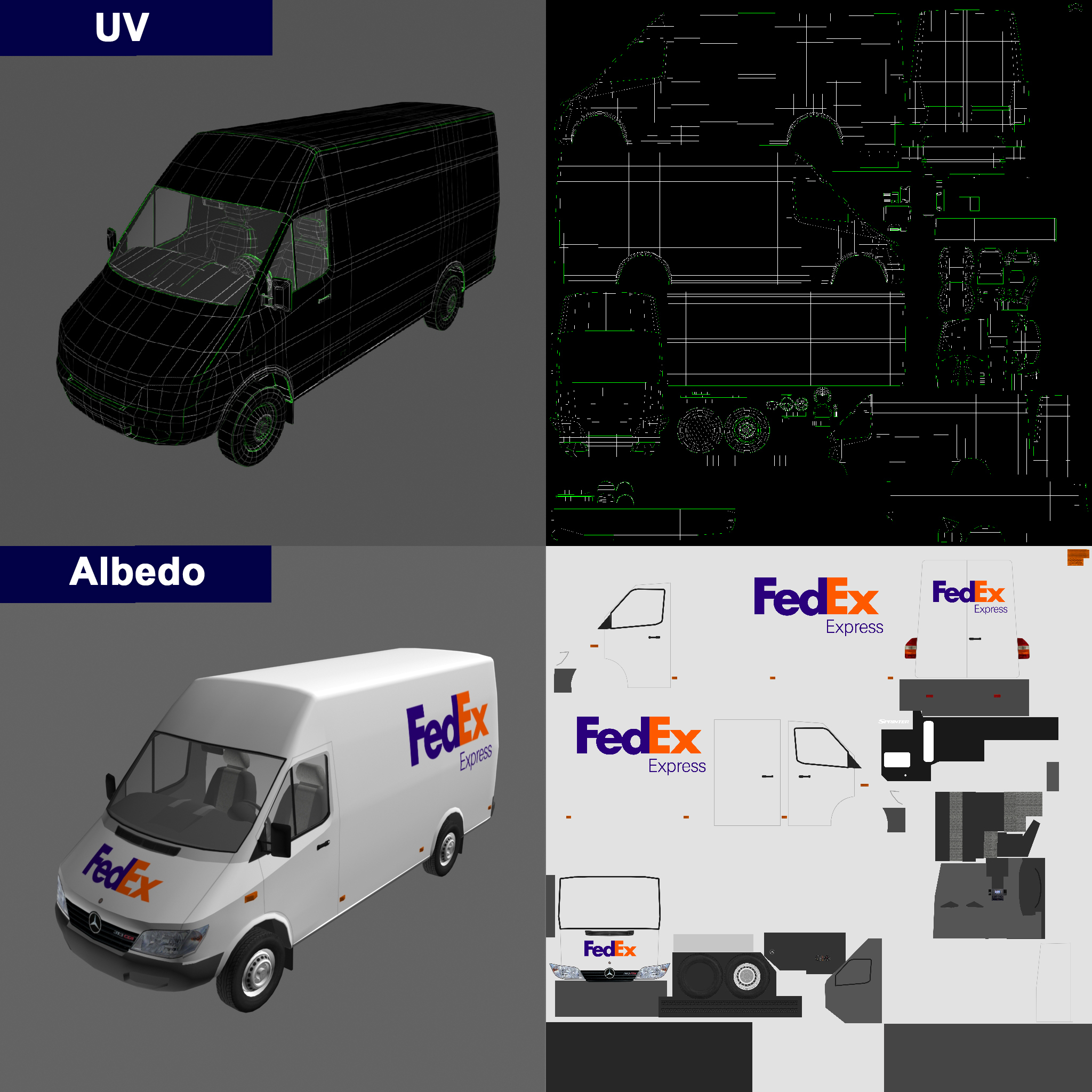 mercedes sprinter fedex 3d 3ds
