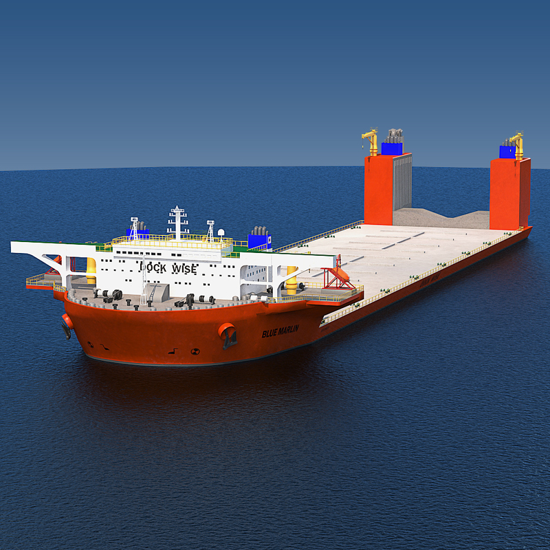 3d deck cargo ship blue