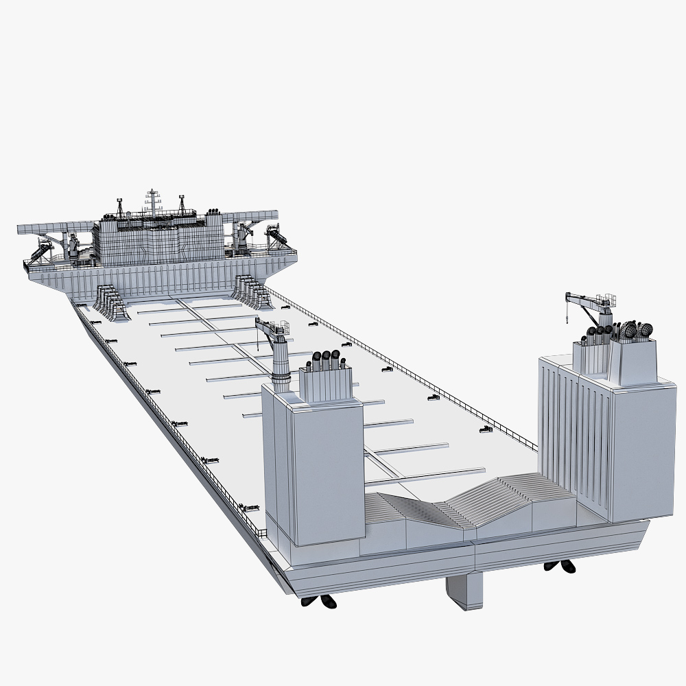 3d deck cargo ship blue