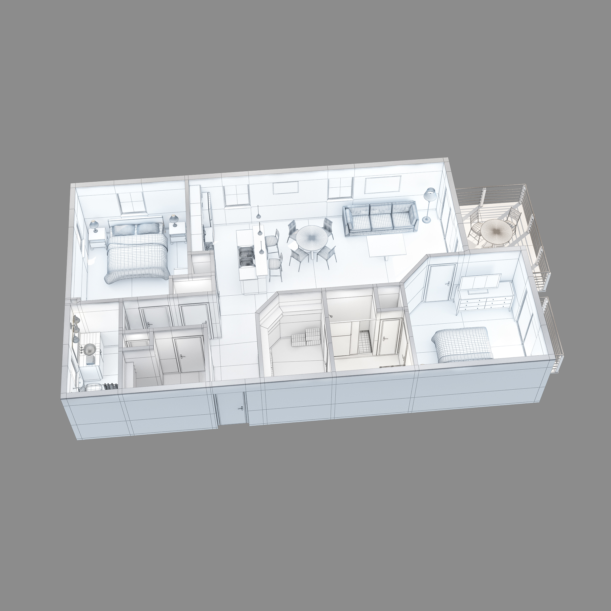3d lighting floor plan scene