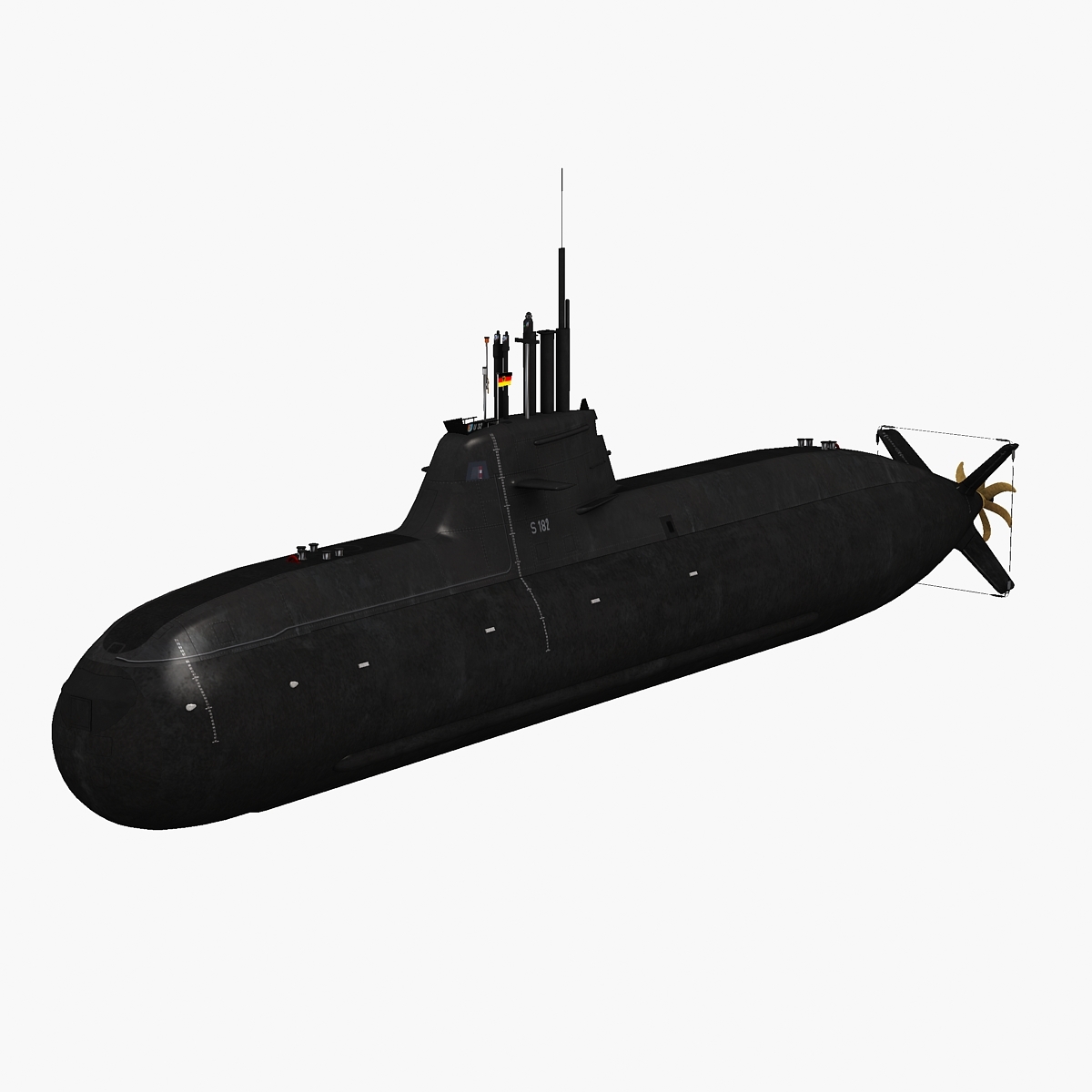 3d model german type 212 submarine