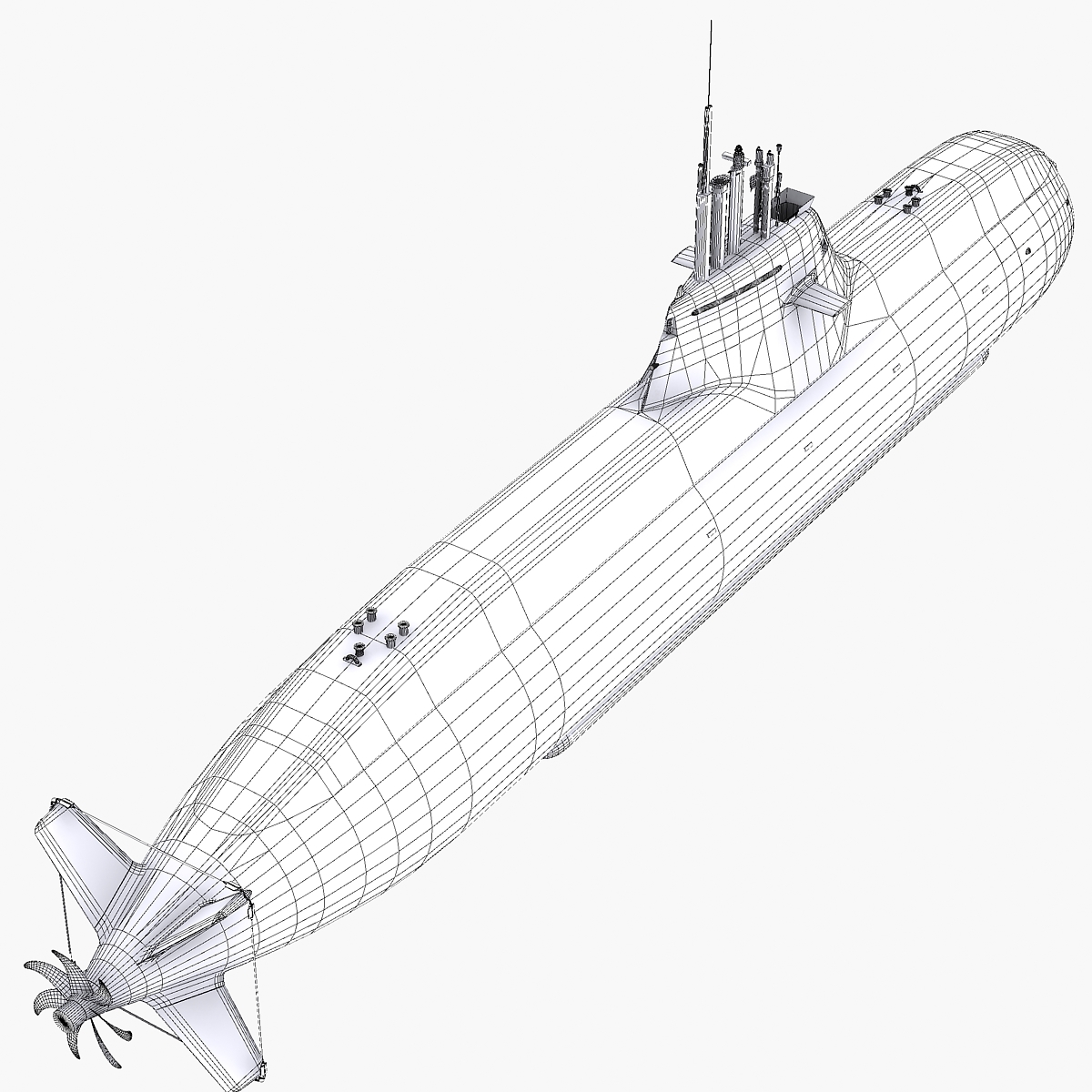 3d model german type 212 submarine