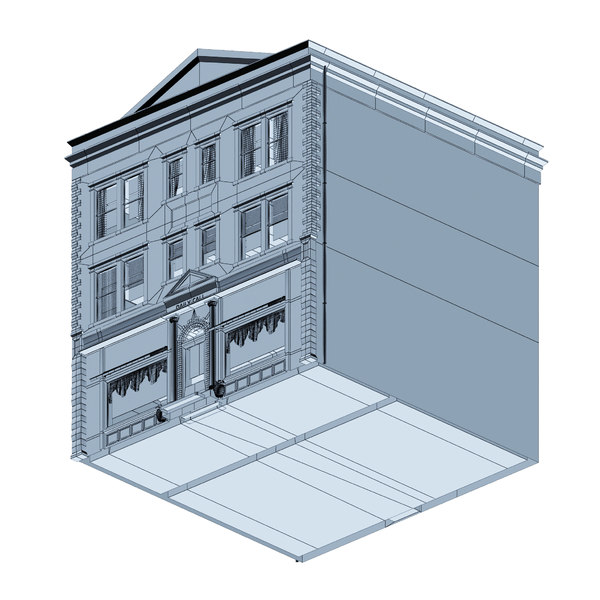 3d building exterior modeled