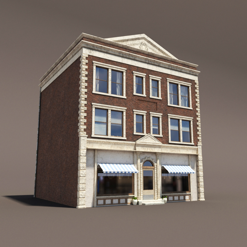 3d building exterior modeled