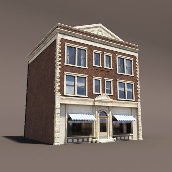 3d building exterior modeled
