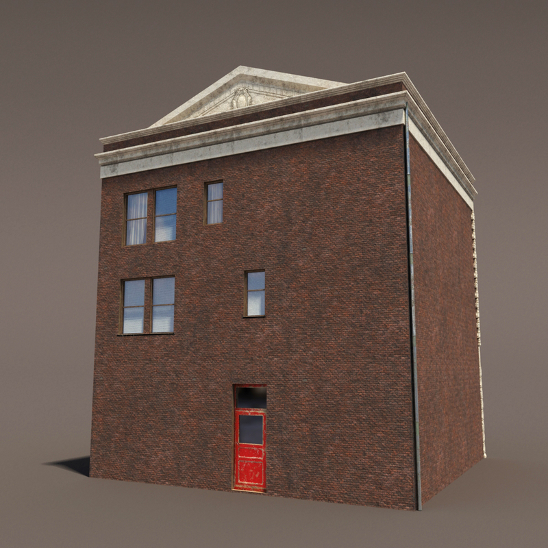 3d building exterior modeled