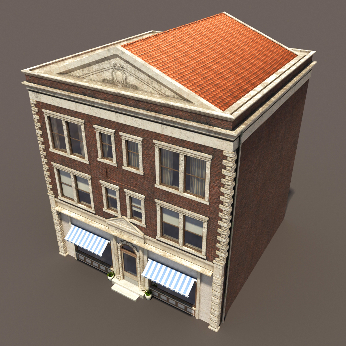 3d building exterior modeled