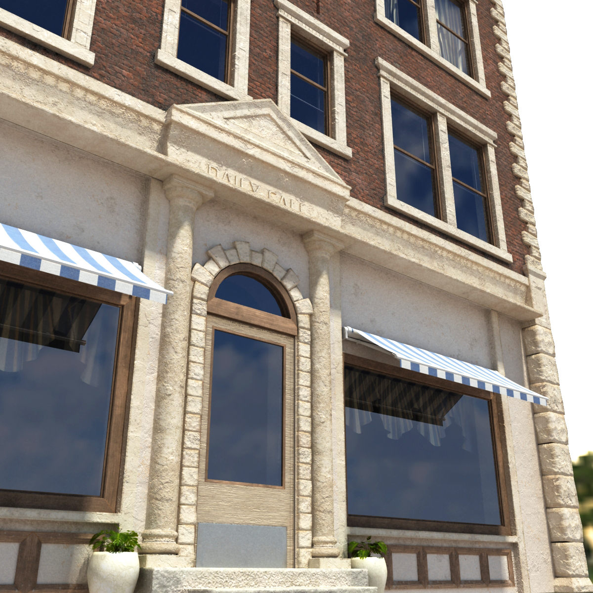3d building exterior modeled