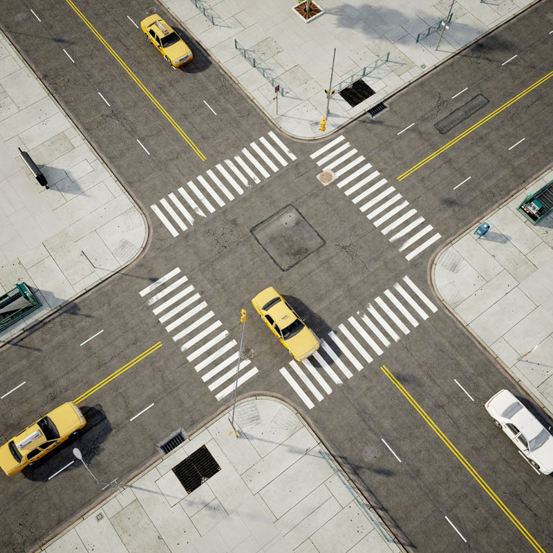 streets sidewalks 3d 3ds