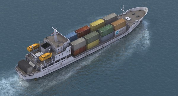 3d model of small cargo container ship
