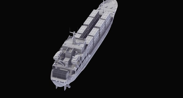 3d model of small cargo container ship