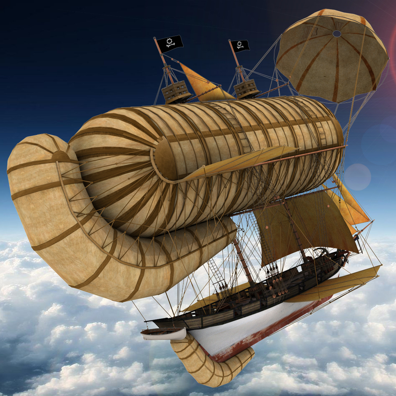 3d fantasy flying ship