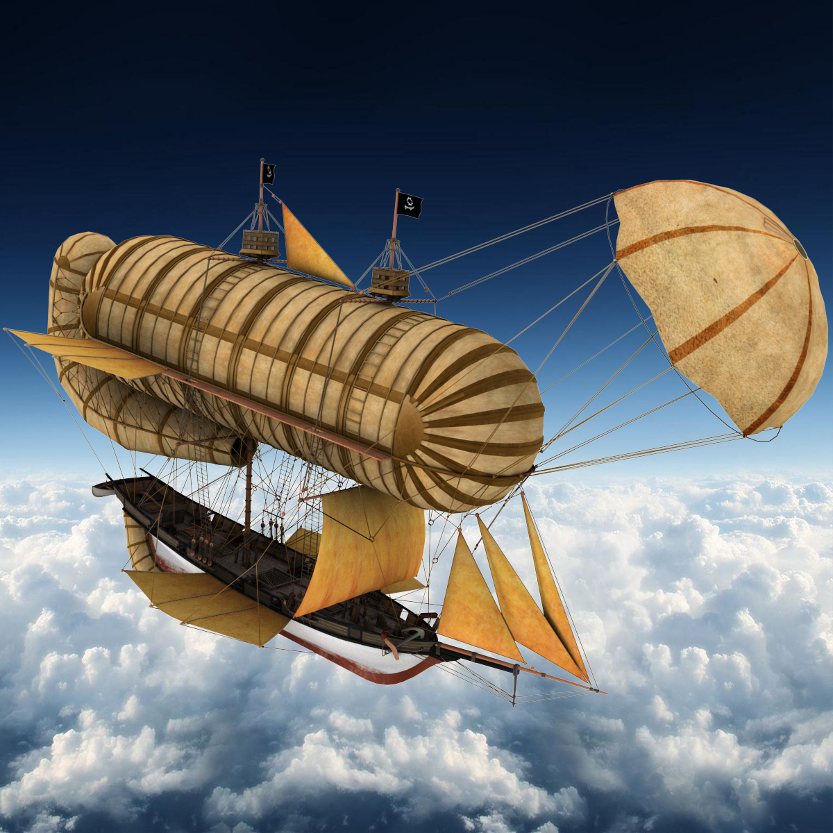3d fantasy flying ship