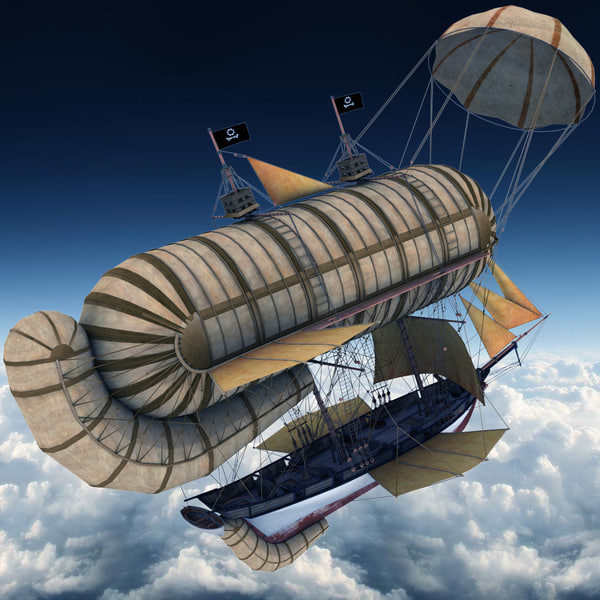 3d fantasy flying ship
