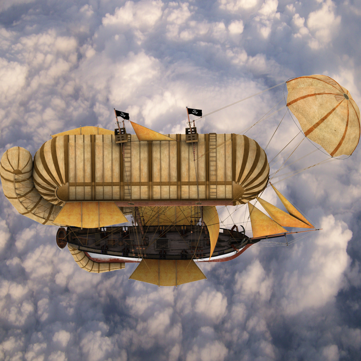 3d fantasy flying ship