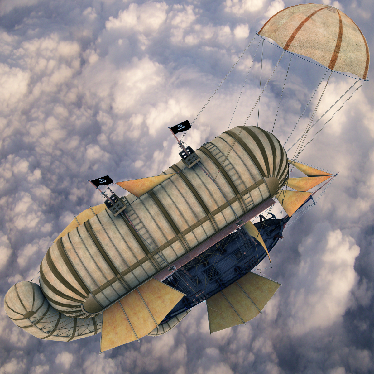 3d fantasy flying ship