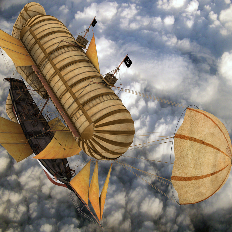 3d fantasy flying ship