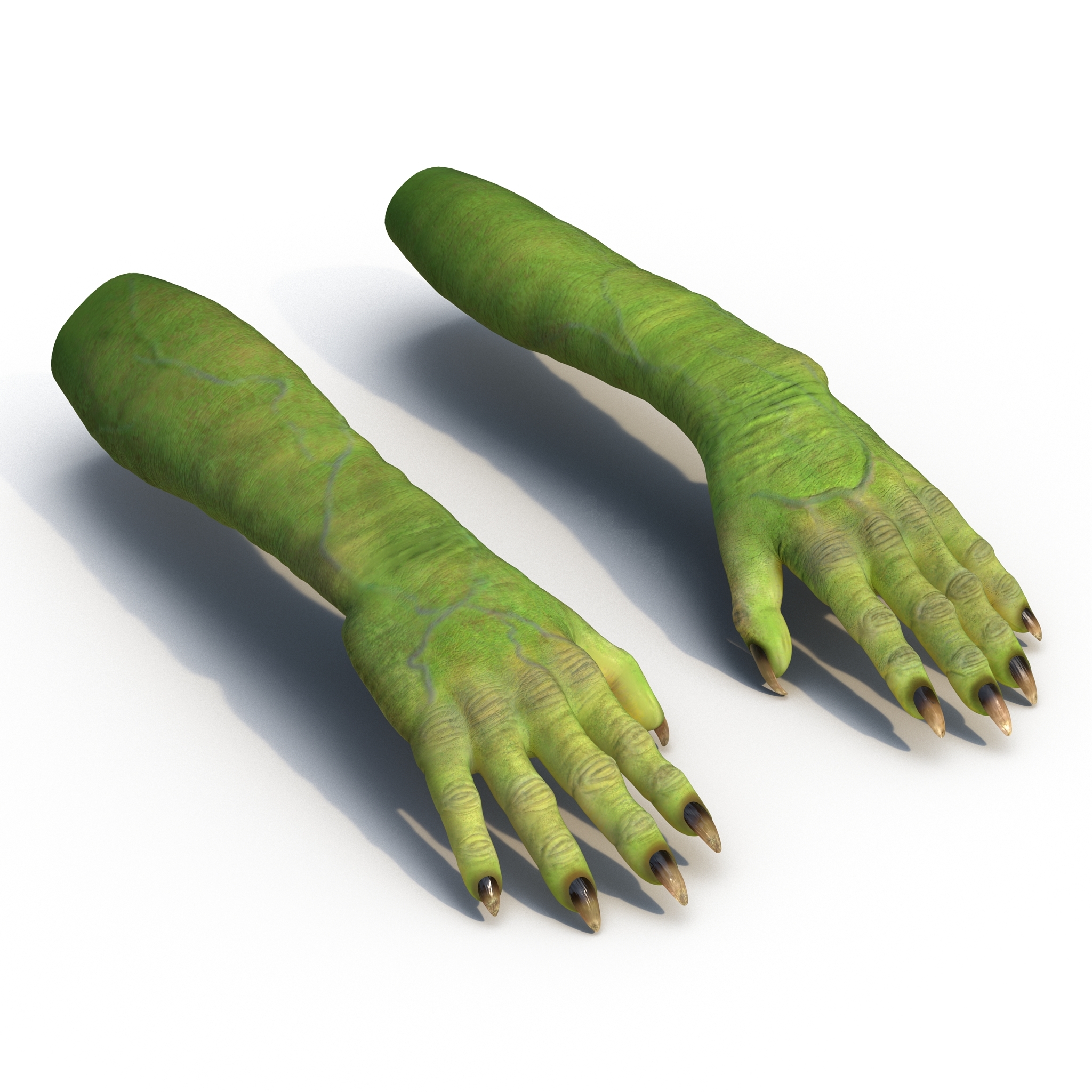 3d model green orc hands rigged