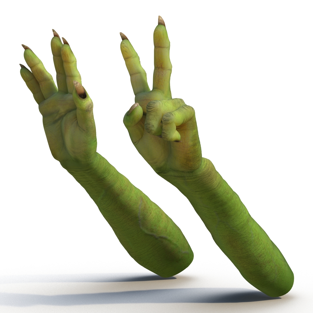 3d model green orc hands rigged