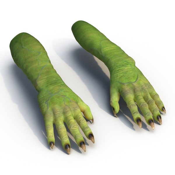 3d model green orc hands rigged