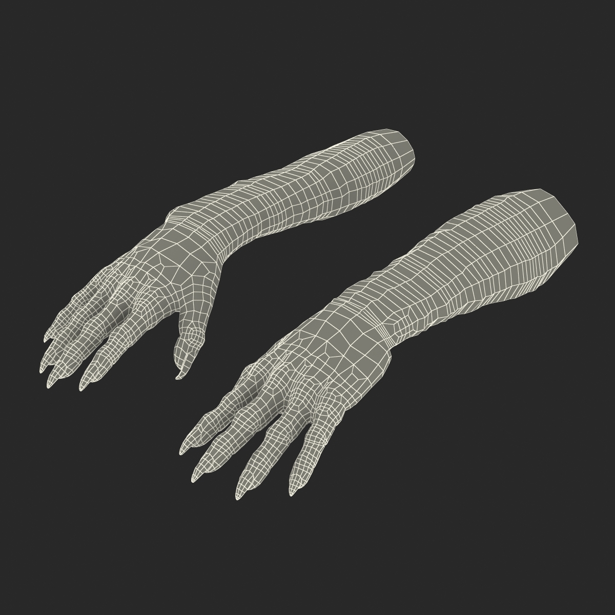 3d model green orc hands rigged
