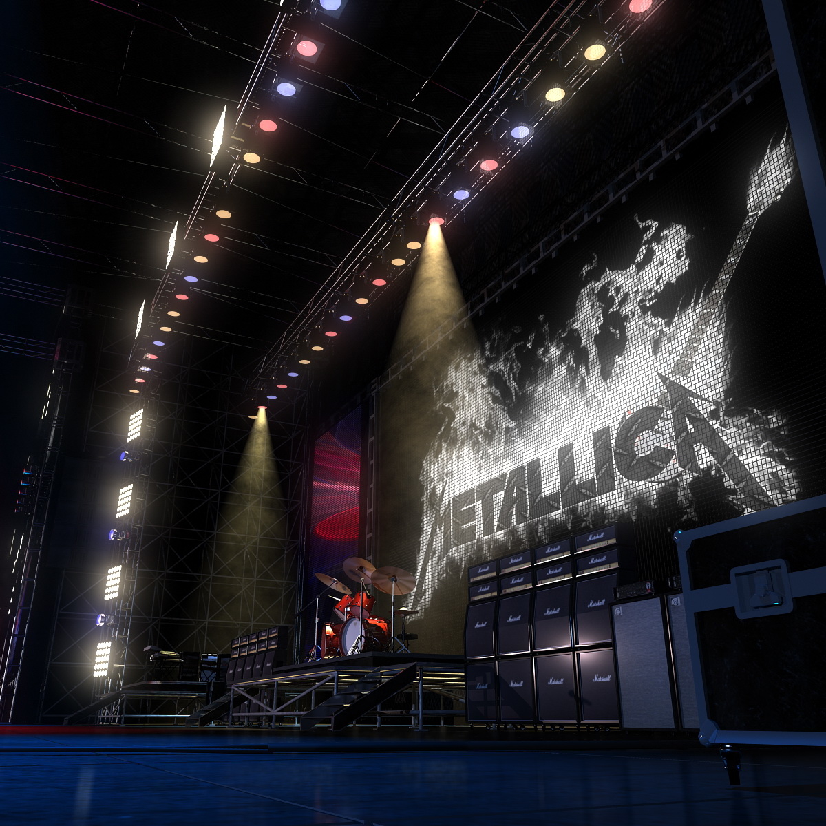 3d model mega live stage set